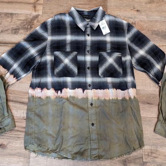 AMIRI | Shirts | Mens Amiri Army Stencil M65 Plaid Ls Button Up Shirt ...